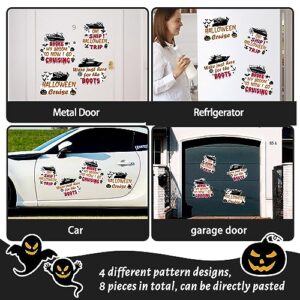 8 Pcs Halloween Magnetic Stickers Pumpkin, Ghost, Witch Hat, Bat, Skull Car Magnets for Halloween Decorations Cruise Door, Carnival Cruise Ships, Fridge, Garage Door