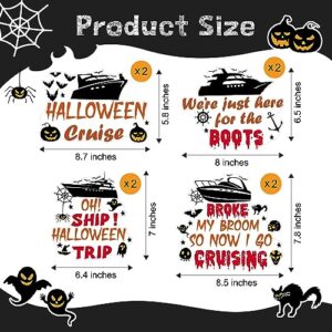 8 Pcs Halloween Magnetic Stickers Pumpkin, Ghost, Witch Hat, Bat, Skull Car Magnets for Halloween Decorations Cruise Door, Carnival Cruise Ships, Fridge, Garage Door