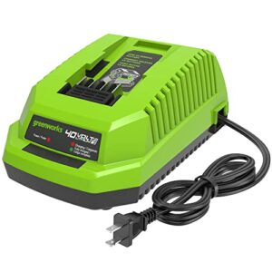 Greenworks 40V 21" Brushless (Smart Pace) Self-Propelled Lawn Mower, 2 x 4Ah USB (Power Bank) Batteries and Charger Included MO40L4413 & 40V Lithium-Ion Battery Charger (Genuine Greenworks Charger)