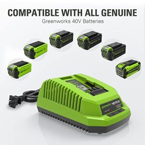 Greenworks 40V 21" Brushless (Smart Pace) Self-Propelled Lawn Mower, 2 x 4Ah USB (Power Bank) Batteries and Charger Included MO40L4413 & 40V Lithium-Ion Battery Charger (Genuine Greenworks Charger)