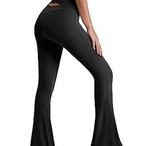 LAOARA Women Bootcut Yoga Pants Crossover Tummy Control Workout Legging High Waist Stretch Pants Black L