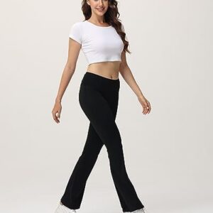 LAOARA Women Bootcut Yoga Pants Crossover Tummy Control Workout Legging High Waist Stretch Pants Black L