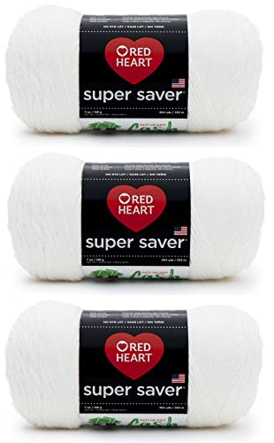 Red Heart Super Saver Yarn, 3 Pack, White 3 Count & Super Saver Yarn, 3 Pack, Black 3 Count