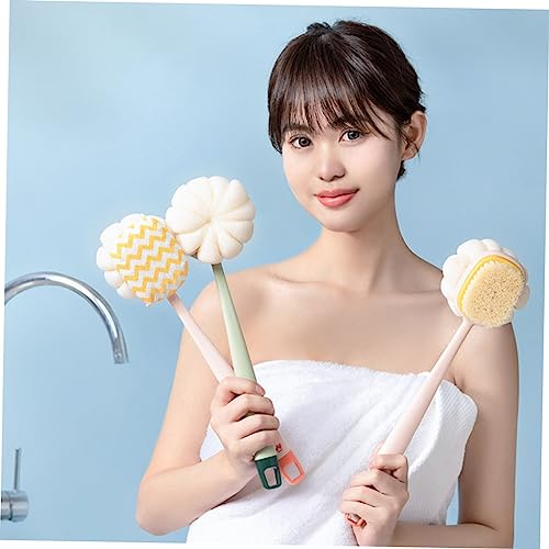 FOMIYES Double Sided Scrub Brush Natural Loofah Sponge Shower Scrub Brush for Body Cleaning Scrubber Shower Sponge Brush Bath Body Brush Handle Back Washer Bath Brush Scrub Bath Supplies