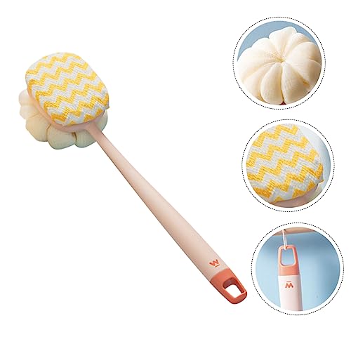 FOMIYES Double Sided Scrub Brush Natural Loofah Sponge Shower Scrub Brush for Body Cleaning Scrubber Shower Sponge Brush Bath Body Brush Handle Back Washer Bath Brush Scrub Bath Supplies