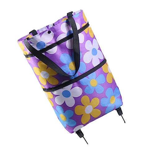 Ciieeo Pull Bag Folding Shopping Folding Cart with Wheels Foldable Collapsable Wagon Trolly Cart with Wheels Shopping Wagon Portable Shopping Pouch Portable Shopping Bag Shopping Cart Bag