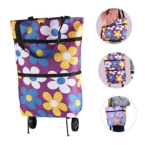 Ciieeo Pull Bag Folding Shopping Folding Cart with Wheels Foldable Collapsable Wagon Trolly Cart with Wheels Shopping Wagon Portable Shopping Pouch Portable Shopping Bag Shopping Cart Bag