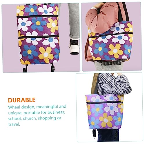 Ciieeo Pull Bag Folding Shopping Folding Cart with Wheels Foldable Collapsable Wagon Trolly Cart with Wheels Shopping Wagon Portable Shopping Pouch Portable Shopping Bag Shopping Cart Bag