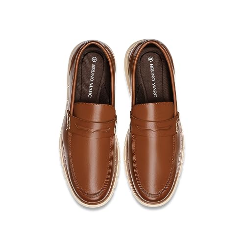 Bruno Marc Men's Casual Dress Shoes Slip-on Lightweight Penny Loafers, Brown, Size 10.5, SBLS2349M