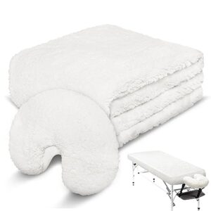 massage table pad set premium fleece professional spa massage bed pad, natural & thickened & extra soft fleece massage table cover, includes pad and face rest cover, 31” w x 72” l