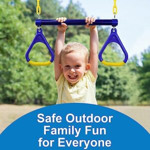 18" Trapeze Swing Bar & 48" Heavy Duty Chain with Locking Carabiners Swing Set Accessories Playground Swing Seat (Blue)