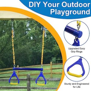 18" Trapeze Swing Bar & 48" Heavy Duty Chain with Locking Carabiners Swing Set Accessories Playground Swing Seat (Blue)