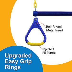 18" Trapeze Swing Bar & 48" Heavy Duty Chain with Locking Carabiners Swing Set Accessories Playground Swing Seat (Blue)