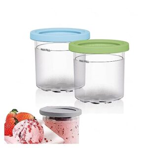 vrino 2/4/6pcs creami pints, for ninja ice cream maker pints,16 oz creami pints bpa-free,dishwasher safe compatible nc301 nc300 nc299amz series ice cream maker,blue+green-2pcs