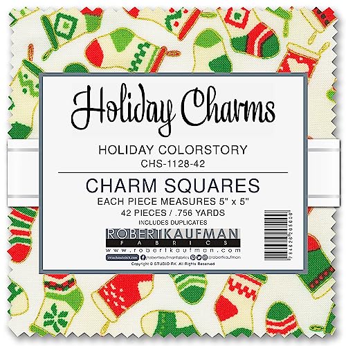 Holiday Charms Holiday Charm Square 42 5-inch Squares Charm Pack Robert Kaufman Fabrics CHS-1128-42