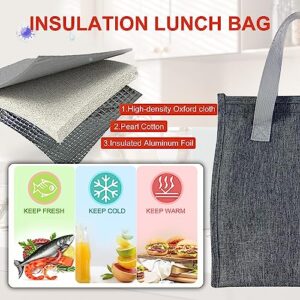 Mziart Minimalist Lunch Bag, Reusable Insulated Lunch Bag for Women Men Lunch Box Container Leakproof Simple Bento Lunch Tote Adults Lunch Cooler Bag for Work Office Picnic or Travel (Grey)