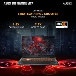 ASUS 2023 TUF A17 17.3" 144Hz FHD Gaming Laptop, AMD Ryzen 5 4600H, NVIDIA GeForce GTX 1650, 32GB RAM, 2TB PCIe SSD, RGB Backlit Keyboard, Windows 11, Bonfire Black, 32GB USB Card Included