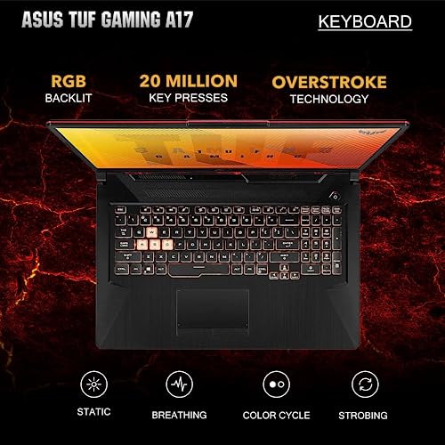 ASUS 2023 TUF A17 17.3" 144Hz FHD Gaming Laptop, AMD Ryzen 5 4600H, NVIDIA GeForce GTX 1650, 32GB RAM, 2TB PCIe SSD, RGB Backlit Keyboard, Windows 11, Bonfire Black, 32GB USB Card Included