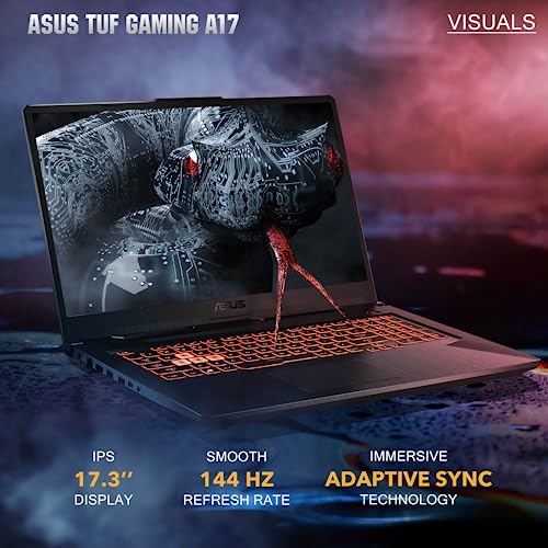 ASUS 2023 TUF A17 17.3" 144Hz FHD Gaming Laptop, AMD Ryzen 5 4600H, NVIDIA GeForce GTX 1650, 32GB RAM, 2TB PCIe SSD, RGB Backlit Keyboard, Windows 11, Bonfire Black, 32GB USB Card Included