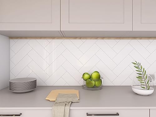 Avant Decor | Sample Tile | Stone Composite Subway Solid Color Tiles | Peel and Stick Kitchen Backsplash Tiles | Wall Tiles | 4” x 12” | Bex Metro Glossy Cotton