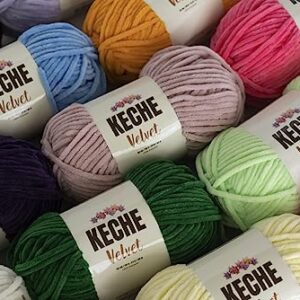 Keche Velvet Yarn for Crocheting, Soft Chenille Bulky Baby Blanket Amigurumi Yarn 100 gr (132 yds) - Baby Pink