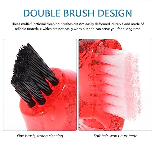 COHEALI Denture Toothbrushes Denture Brush 3Pcs Household Double-Side Cleaning Brushes Personal Denture Brushes Oral Care Tooth Clean Brushes False Teeth Brush