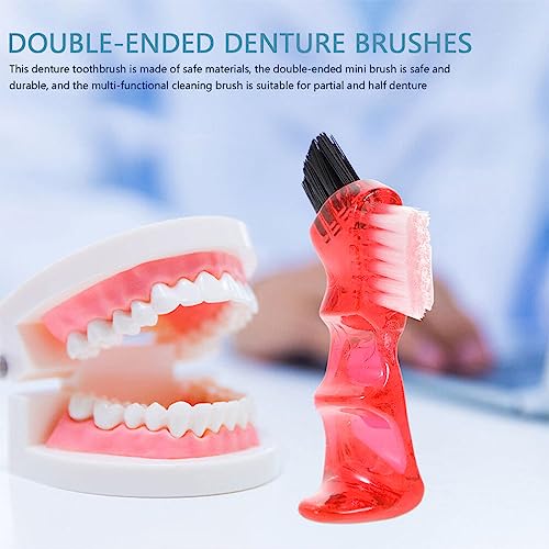 COHEALI Denture Toothbrushes Denture Brush 3Pcs Household Double-Side Cleaning Brushes Personal Denture Brushes Oral Care Tooth Clean Brushes False Teeth Brush