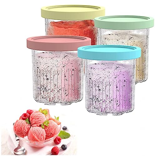 Creami Pints and Lids - 4 Pack, for Ninja Creami Deluxe,24 OZ Pint Ice Cream Containers with Lids Bpa-Free,Dishwasher Safe for NC500 NC501 Series Ice Cream Maker