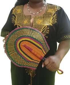 woven african handheld fan, african fan, church fan, ankara tv fan, summer fan, sports hand fan for men and women. (m 400)