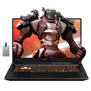 asus 2022 tuf a17 17.3" 144hz fhd gaming laptop, amd ryzen 5 4600h, nvidia geforce gtx 1650, 32gb ram, 1tb pcie ssd, rgb backlit keyboard, win 11 pro, bonfire black, 32gb snowbell usb card