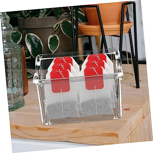 Mikinona Tea Bag Storage Box Coffee Station Holder Kitchen Pantry Organizer Seasoning Bag Box Clear Organizer Box Clear Organizer Bags Teabag Organizer Box Acrylic Coffee Box Tea Bag Holder