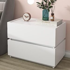 furtble Stackable 2 pcs 1 Drawer Dresser, Bedside Nightstand End Table, Wood Storage Closet Dresser for Bedroom, Storage Cabinet for Entryway, Sofa Beside Drawer Chest Dresser, 23.6 in, White