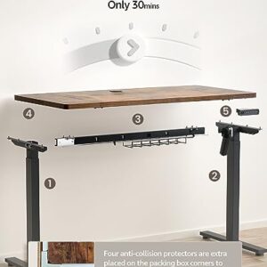 SIAGO Electric Standing Desk Adjustable - 48 x 24 Inch Sit Stand Desk with Cable Management - 3 Memory Preset Stand up Computer Table Desks for Home Office Work