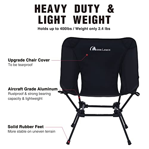 MOON LENCE Portable Camping Chair, Compact Backpacking Chair Folding Chair with Side Pockets Portable Chair Lightweight Heavy Duty for Hiking