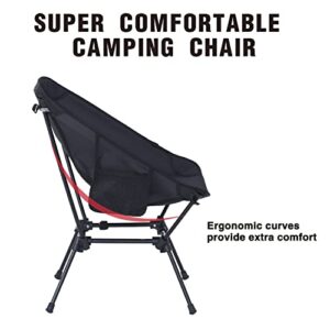 MOON LENCE Portable Camping Chair, Compact Backpacking Chair Folding Chair with Side Pockets Portable Chair Lightweight Heavy Duty for Hiking