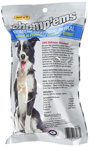 Chomp’ems Premium Beefhide Chews for Dogs, 2 Chews (Pack of 3)