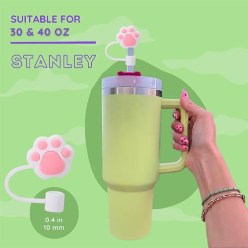 MELASEMA Straw Cover, 4 PCS Stanley Straw Cover, Stanley Cup Accessories, 0.4in/10mm Compatible with Stanley 30&40oz Tumbler Cups Straws, Reusable Silicone Straws Tip Toppers (Mixed Shape 4Pcs)