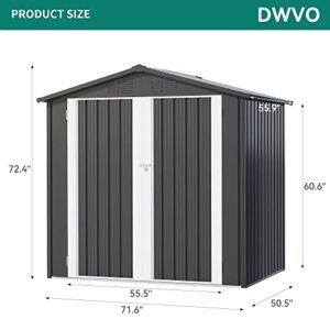 DWVO 6' x 4' Outdoor Storage Shed, Large Metal Tool Sheds, Heavy Duty Storage House with Lockable Doors & Air Vent for Backyard Patio Lawn to Store Bikes, Tools, Lawnmowers,Dark Gray