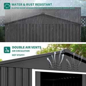 DWVO 6' x 4' Outdoor Storage Shed, Large Metal Tool Sheds, Heavy Duty Storage House with Lockable Doors & Air Vent for Backyard Patio Lawn to Store Bikes, Tools, Lawnmowers,Dark Gray