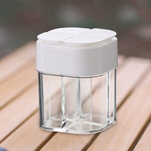 LONGSHENGDA 4-in-1 Transparent Portable BBQ Condiment Storage Box Spice Dispenser 4 Compartment with Lid Cooking BBQ Salt Pepper Shaker