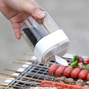 LONGSHENGDA 4-in-1 Transparent Portable BBQ Condiment Storage Box Spice Dispenser 4 Compartment with Lid Cooking BBQ Salt Pepper Shaker