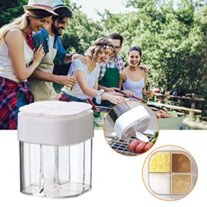 LONGSHENGDA 4-in-1 Transparent Portable BBQ Condiment Storage Box Spice Dispenser 4 Compartment with Lid Cooking BBQ Salt Pepper Shaker