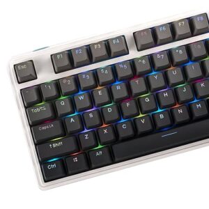 gekucap custom keycaps, 123 keys gradient grey keycaps, pbt double shot keycaps, shine through backlit keycaps, oem profile keycap set for mechanical keyboard 61/87/104/108 cherry mx switches