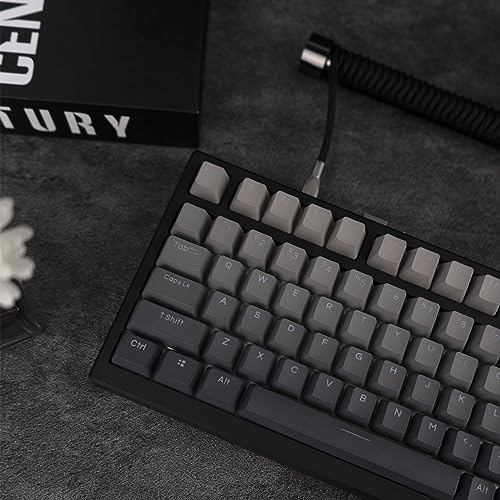 GEKUCAP Custom Keycaps, 123 Keys Gradient Grey Keycaps, PBT Double Shot Keycaps, Shine Through Backlit Keycaps, OEM Profile Keycap Set for Mechanical Keyboard 61/87/104/108 Cherry Mx Switches