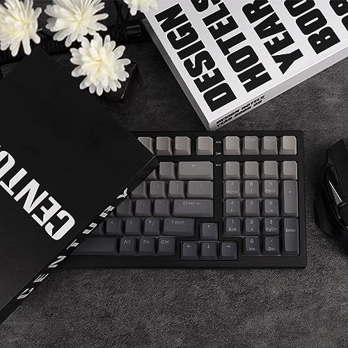 GEKUCAP Custom Keycaps, 123 Keys Gradient Grey Keycaps, PBT Double Shot Keycaps, Shine Through Backlit Keycaps, OEM Profile Keycap Set for Mechanical Keyboard 61/87/104/108 Cherry Mx Switches