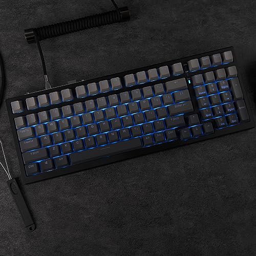 GEKUCAP Custom Keycaps, 123 Keys Gradient Grey Keycaps, PBT Double Shot Keycaps, Shine Through Backlit Keycaps, OEM Profile Keycap Set for Mechanical Keyboard 61/87/104/108 Cherry Mx Switches