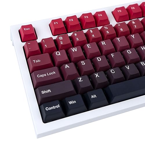 GEKUCAP Custom Keycaps, 124 Keys Gradient Red & Black Keycaps, Cherry Profile PBT Keycaps, Dye Sublimation Keycaps Set Fit for 61/68/87/104/108 Cherry Mx Switches Gaming Mechanical Keyboard