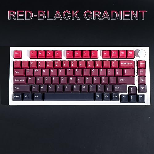 GEKUCAP Custom Keycaps, 124 Keys Gradient Red & Black Keycaps, Cherry Profile PBT Keycaps, Dye Sublimation Keycaps Set Fit for 61/68/87/104/108 Cherry Mx Switches Gaming Mechanical Keyboard