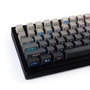 gekucap custom pbt side printed keycaps, 134 keys gradient grey backlit keycaps, double shot shine through keycaps set oem profile keycap for cherry mx switches mechanical gaming keyboard