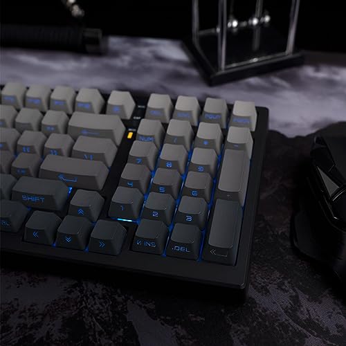 GEKUCAP Custom PBT Side Printed Keycaps, 134 Keys Gradient Grey Backlit Keycaps, Double Shot Shine Through Keycaps Set OEM Profile Keycap for Cherry Mx Switches Mechanical Gaming Keyboard